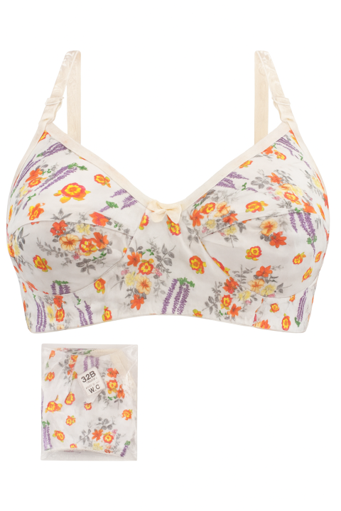 Premium Quality Women’s Floral Cotton Bra – Full Coverage Non-Padded ...