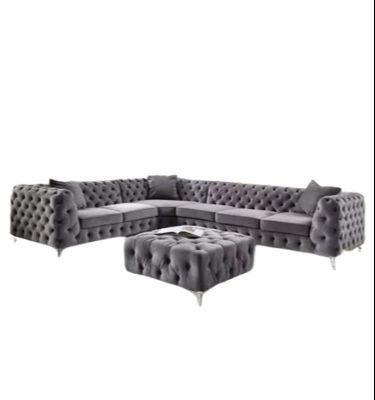Sofa 6 Seater Dabal Roti Designed Grey Valvet L Shape Instalment ...