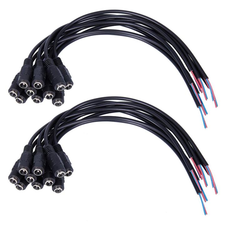 20Pcs 12V DC Plug Female Jack Plug Connector Cable 5.5X2.1mm with Cord ...