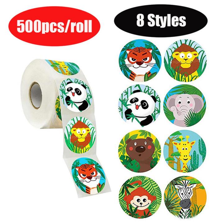 500pcs/roll Animals cartoon Stickers for kids toys sticker reward ...