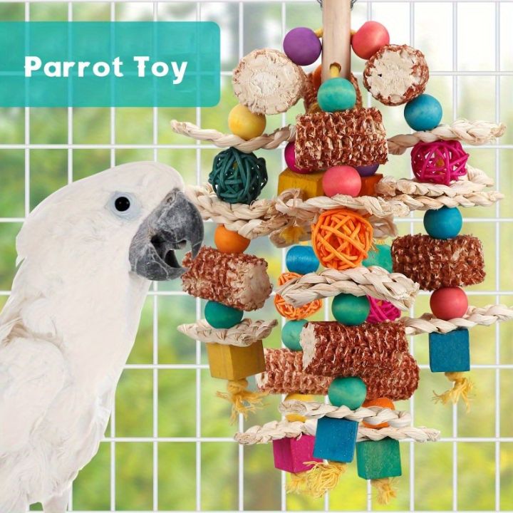 Parrot Chew Toy - Natural Corn Cob, Synthetic Fiber, Snack Style for ...