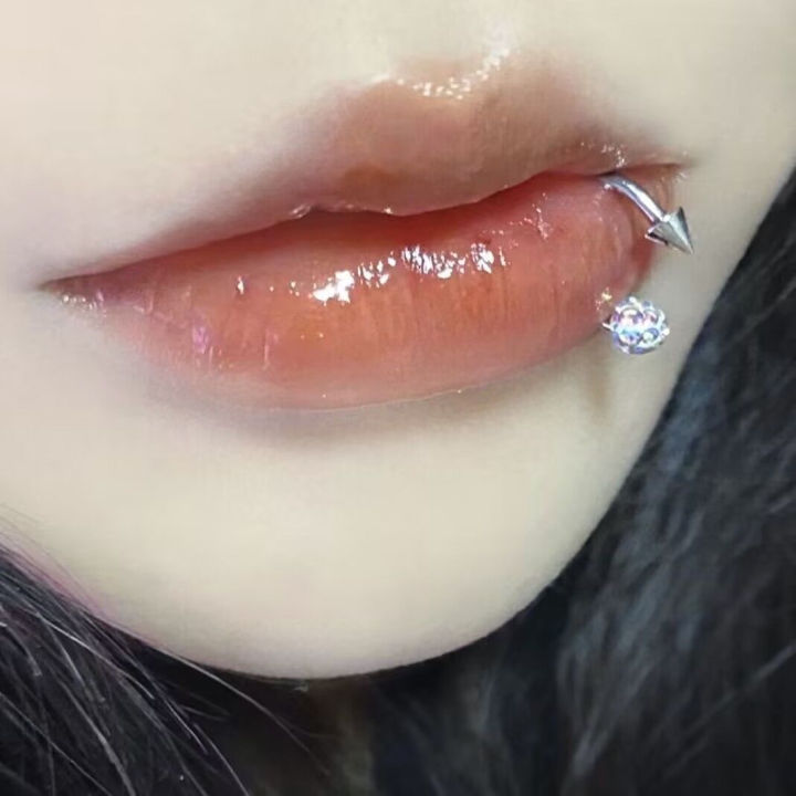 【Grand Sale】Fine Shiny Diamond Cone C Lip Shape Girl Titanium Steel ...