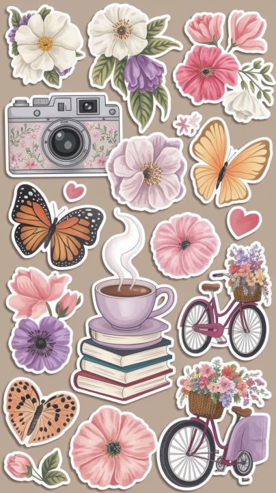 Vintage Floral Aesthetic PVC Sticker Sheet – Uncut A6 (15x10cm) | Soft ...