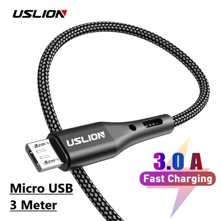 USLION Premium Quality Micro USB Cable - 3 Meter - Fast Charging | Daraz.pk