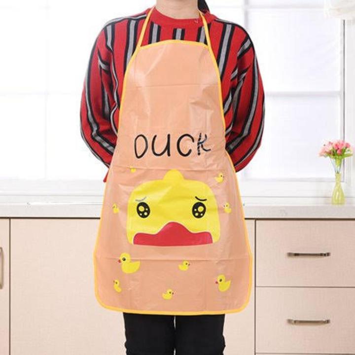 Cute Cartoon Apron Sleeveless PVC Waterproof Anti-oil Aprons Kitchen ...