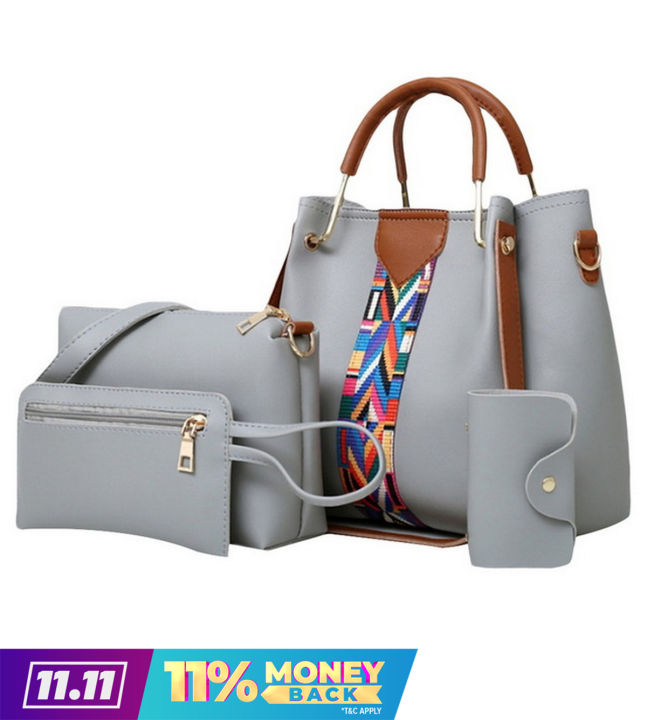 2024 Medium 4 Pcs Leather Hand Bag Set | Daraz.pk
