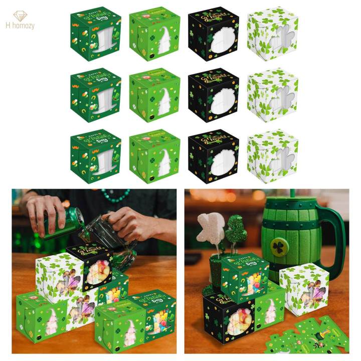 12Pcs St Day Gift Box with Display Window Holiday Portable Treat Boxes ...