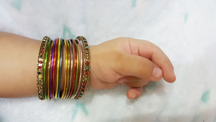 Pack of 12 - Metal Bangles for Baby Girl with Metallic Shine (Kid Girls ...
