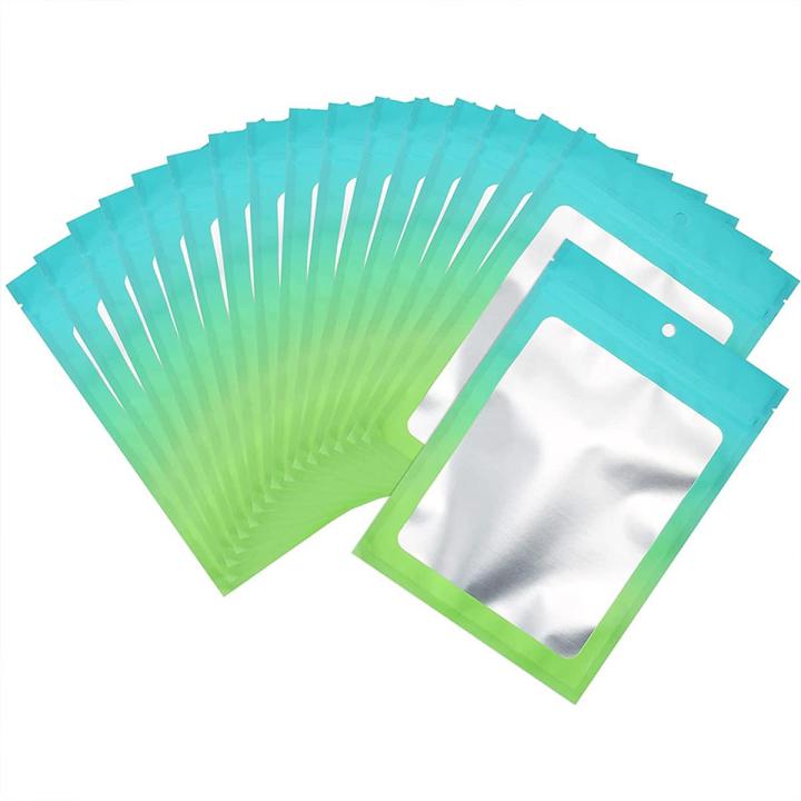 100 Pieces Resealable Mylar Bags Self Sealing Gradient Color Smell ...