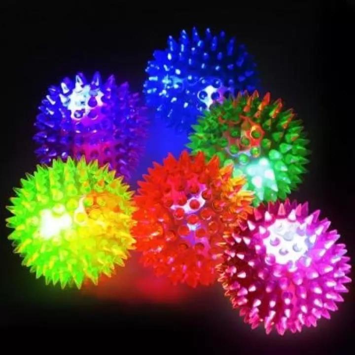 Colorful LED flashing spiky rubber bouncing ball,Soft Spiky Clear ...