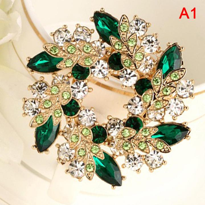 Women Brooches Scarf Bling Bling Crystal Rhinestone Flower Brooch Pins ...