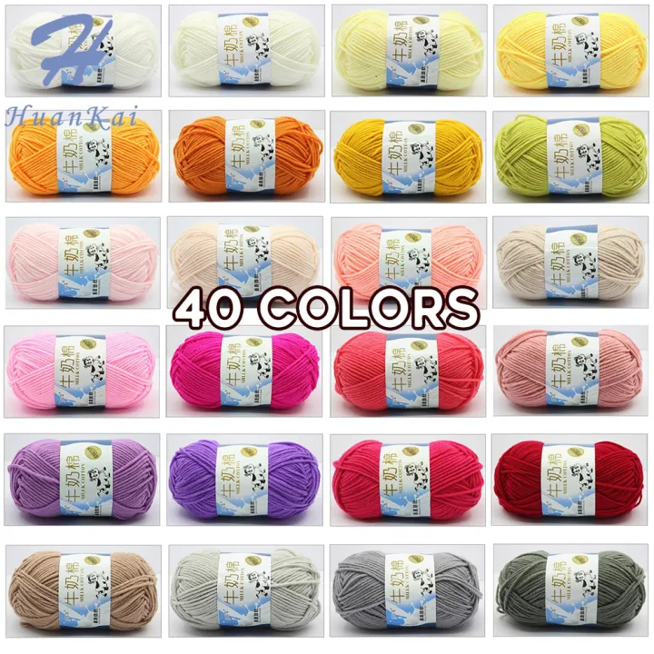 Huankai 50g/Roll Milk Cotton Yarn 5 Ply Hand-Knitting Thread Soft Warm DIY Cotton Threads Baby ...