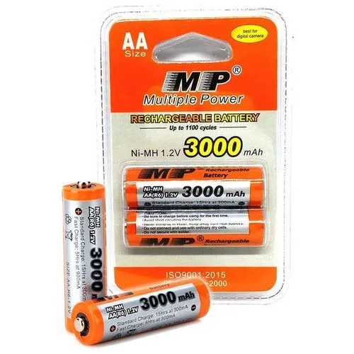 Pack of 2 Rechargeable AA Cells Batteries Ni-MH Rechargeable Clock Size ...