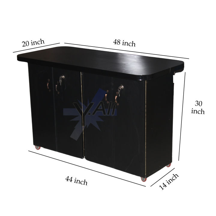 4 Feet Wooden Sheet Four Door Iron stand - black Iron board iron table ...