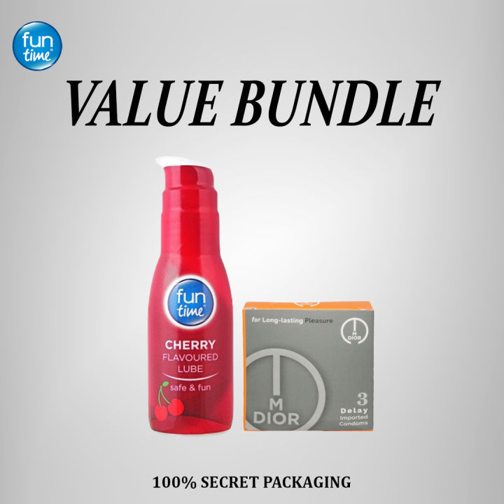Funtime Pack of 2 M Dior Long Lasting Condom 3's and Cherry lube 75ml | Daraz.pk