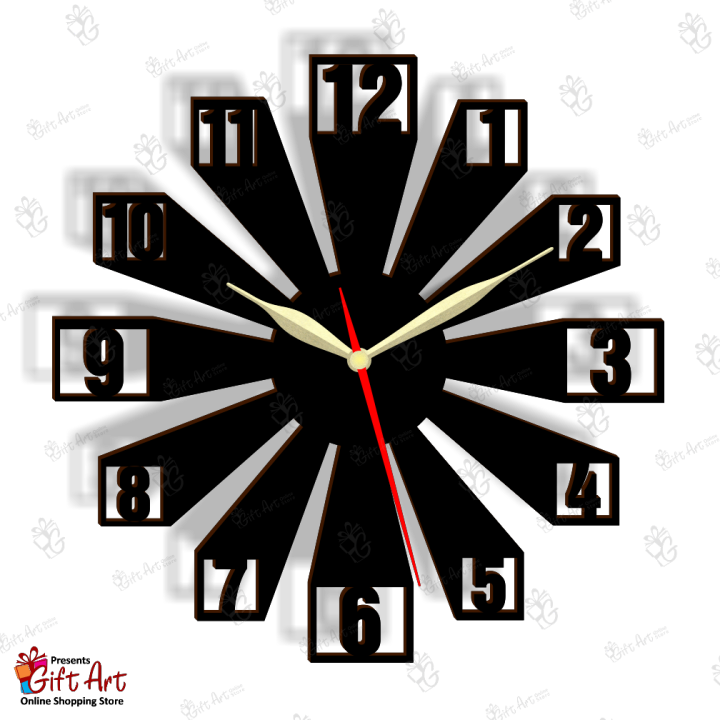 Gift Art - 3d Numbering Wooden Wall Clock, 3D Modern Clock, Laser Cut ...