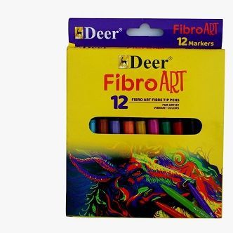 Deer Premium Fiber Tip Marker Collection - 12 Colors | Daraz.pk