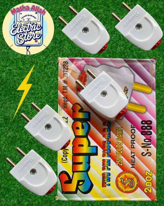 Two Pin Plug Two Pin Shoe Pack of 2 & 4 & 6 & 10, ABS Plastic Heat ...