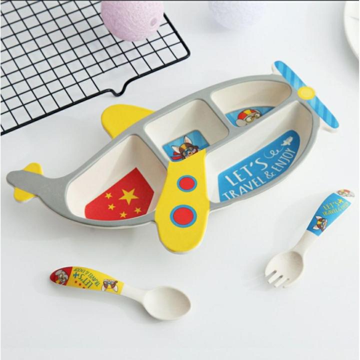 Air Plane Shape Kids breakfast dish cartoon Character children Divided ...