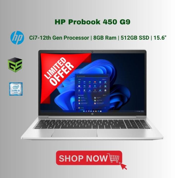 HP Probook 450 G9 12th Gen Core i7-1255U, 8GB DDR4, 512GB SSD, Intel ...