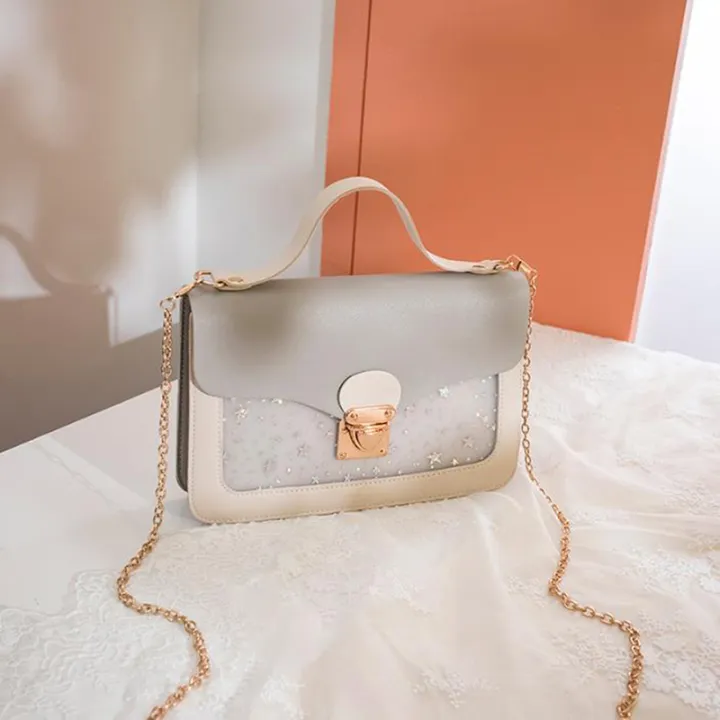 Small Chain Sling Bag Transparent Women PVC Shoulder Bag Crossbody Bag ...