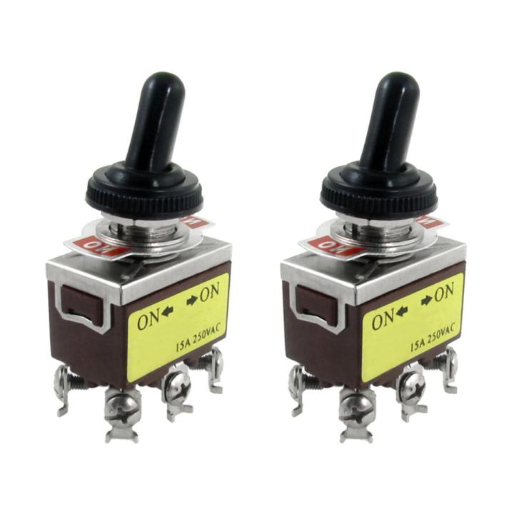 2X AC 250V 15A On/on 2 Position DPDT Toggle Switch with Waterproof Boot ...