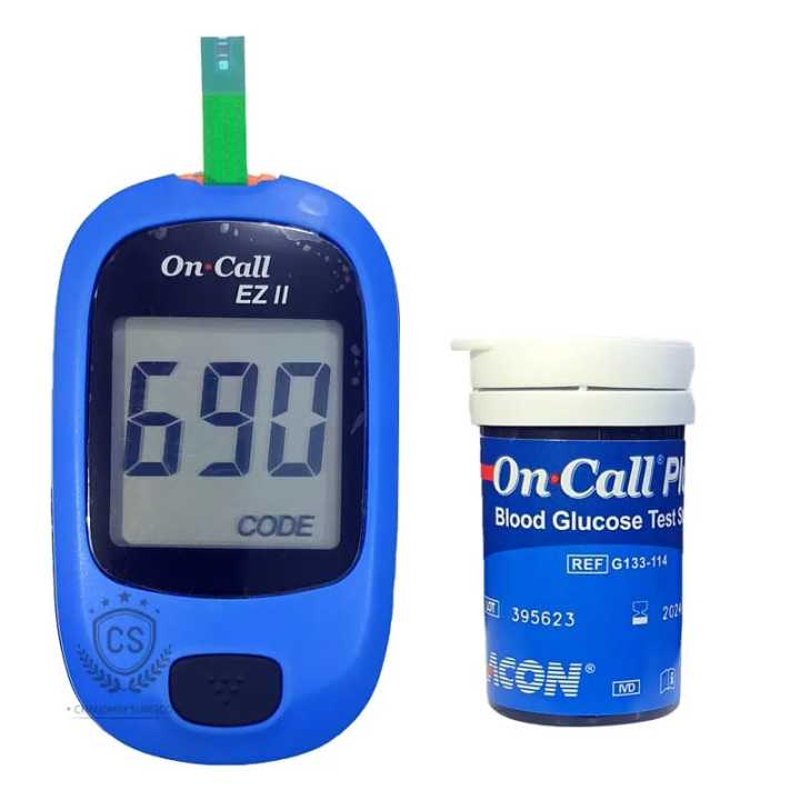 ON CALL EZ II Glucometer Kit with 10 Free Strips | Blood Glucose ...