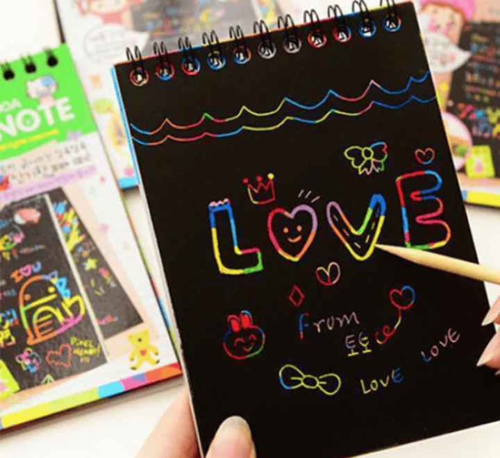 Scratch Note Pad Colourful Scratch Book With Wooden Stick | Daraz.pk