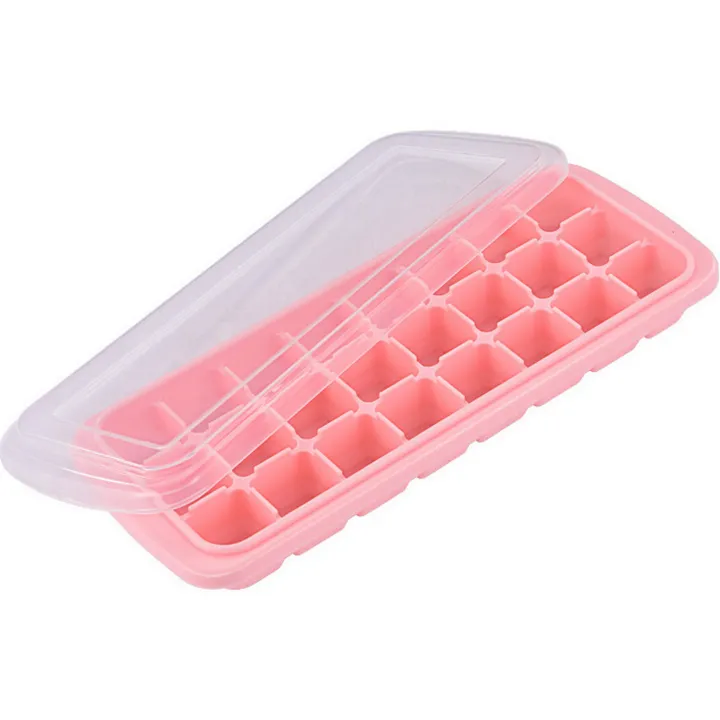 Certiou Ice Cube Tray Large Capacity with Cover Silicone 24 Grids Easy ...