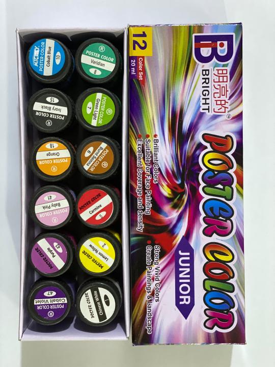 Bright Poster Paint 12-Color Pack, Highlights the bright and creative ...