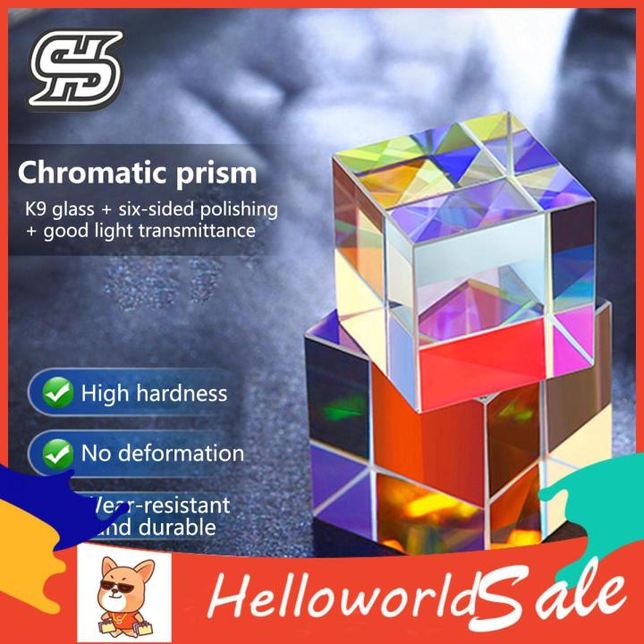 HelloWorld Sun Catcher Prism 6-side Bright Science Cube Optical Prism ...