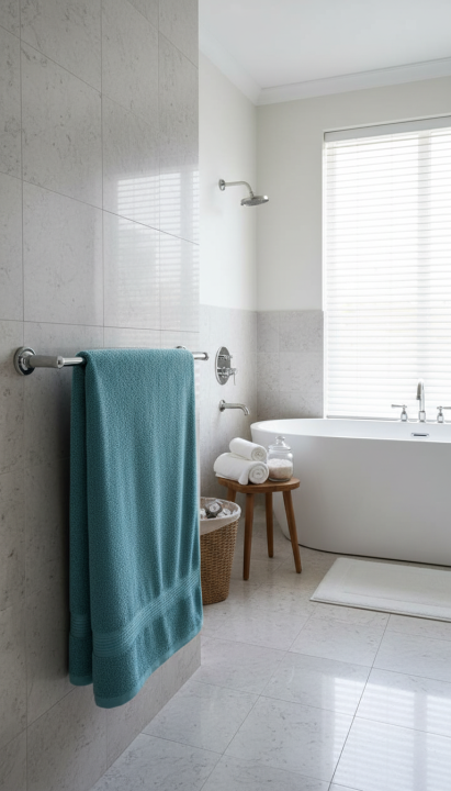 Bath Towel 28 x 54 Inches - Teal Blue - 100% Cotton - Luxury Bath ...