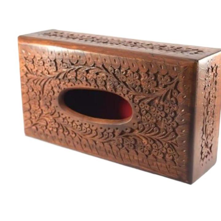 Wooden Tissue Box;Carving Work Tissue Box | Daraz.pk