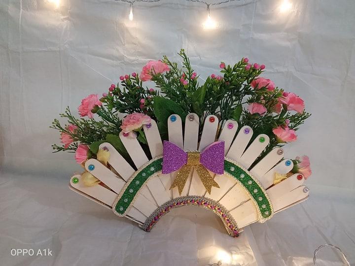 ice cream sticks(Popsicle) attractive flower pot. | Daraz.pk