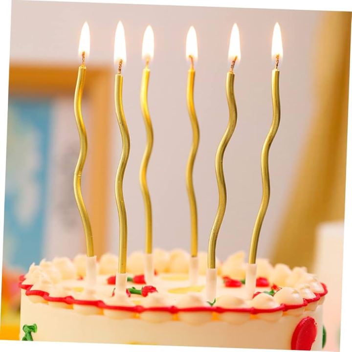 Pack of 6 Curly and Twisty Metallic Candles for Cake Decoration | Daraz.pk