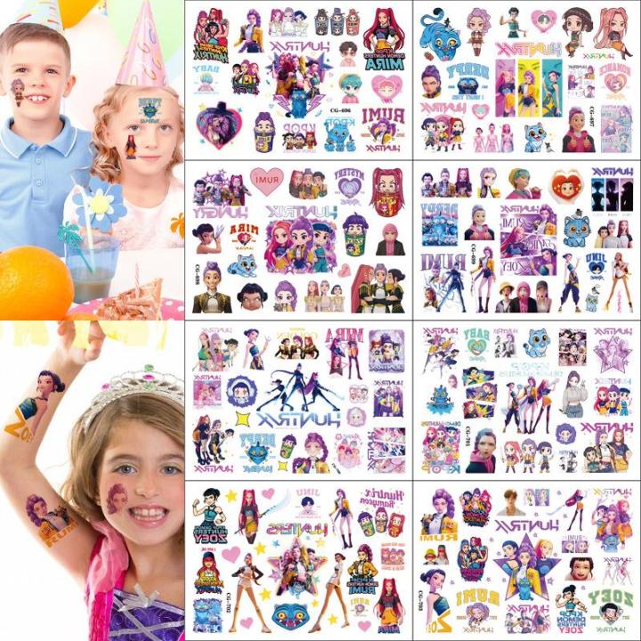 Cute Cartoon Kpop Demon Hunters Temporary Tattoo Anime Stickers Party ...