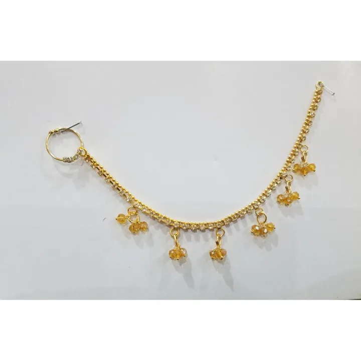 Non Piercing Nose Ring with Chain, Clip on Nose Ring, flower Nath ...