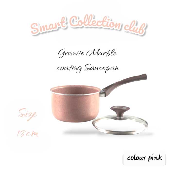 Nonstick Marble Coating Sauce pan 18cm with glass lid (Granite Marble ...