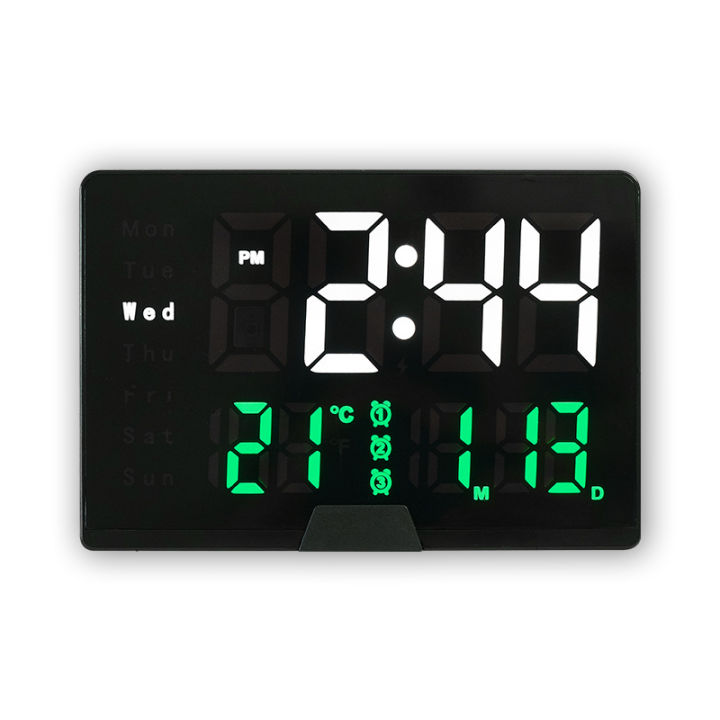 LED Large Screen Digital Alarm Clock Voice Control Temp Touch Snooze 3 ...