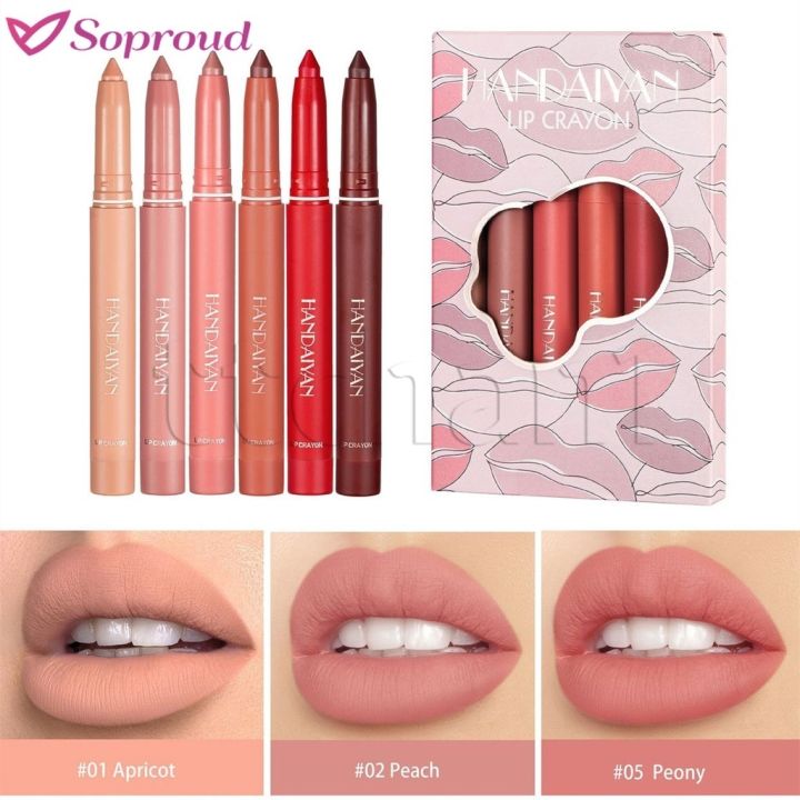 6 Colors non stick cup Lip Liner Set Lip Crayon Set Rotating Velvet ...