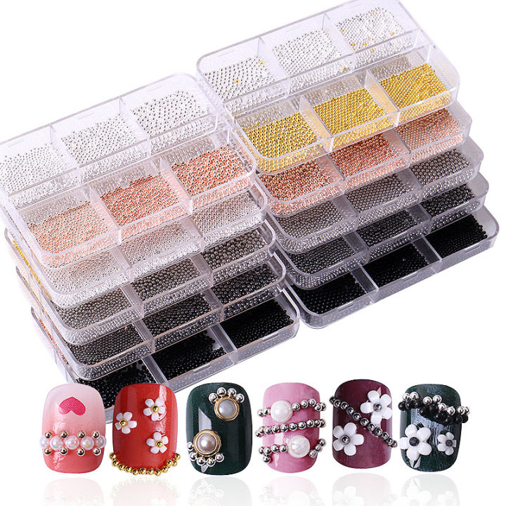 FlorVida Nail Art Stainless Steel Beads For Nails Design Mix Sizes ...