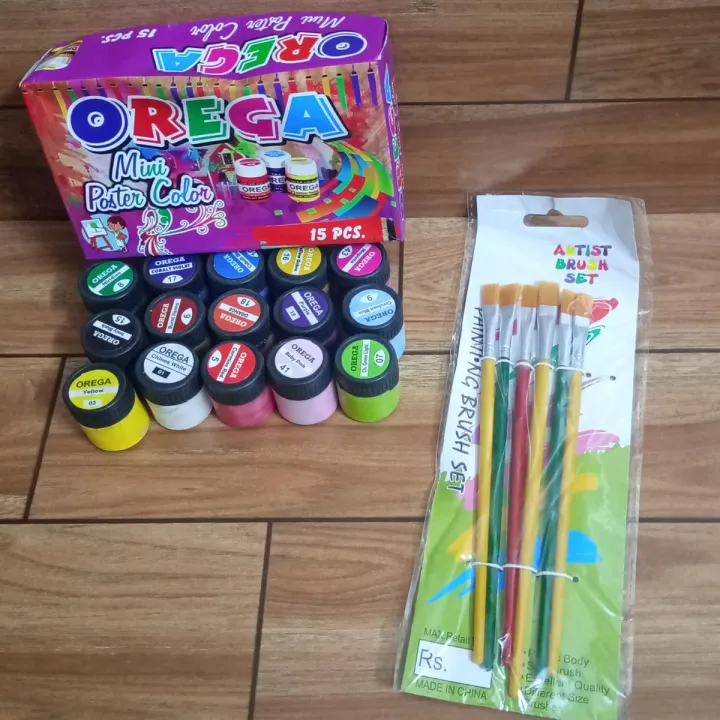 Poster Color Mini 15 Bottle Set + 6 Brush (Art # ABT M247-OFA-15Poster ...