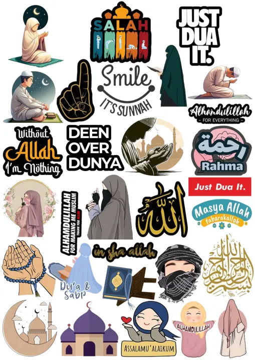 Islamic Stickers - Pack of 30 Each Stickers Size 4 CM - Girls Islamic ...