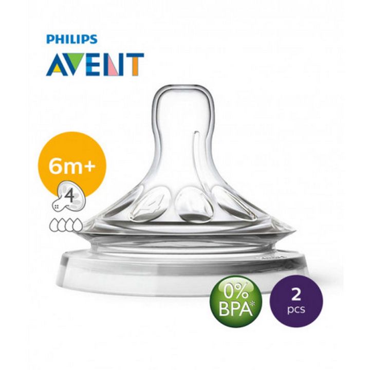 Avent Natural II Teat Fast Flow 6M+4H PK2 | Daraz.pk