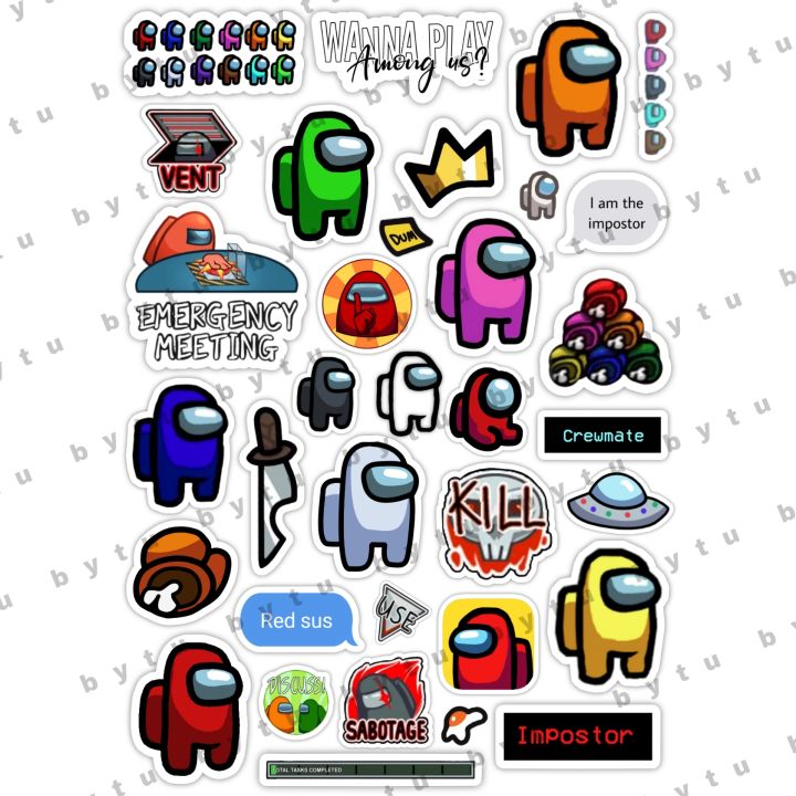 Among Us Game Uncut A6 Sticker Sheet for Gaming Fans Mobile Phone ...