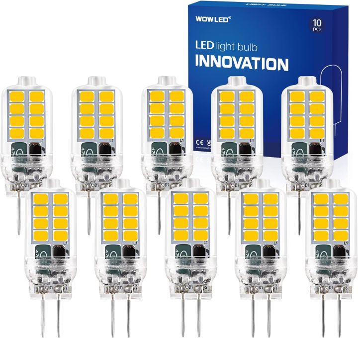 WOWLED 10 x G4 LED Light Bulb, 2W (20W Equivalent), Non-Dimmable, Warm ...