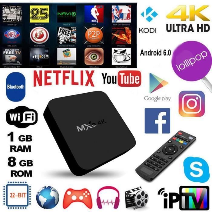 MXQ-4K@60FPS ULTRA HDR Output Android Smart Tv Box 1GB RAM+8GB ROM/DDR3 ...