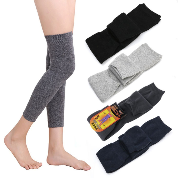 2PCS Winter Warm Wool Cashmere Leg Warmers Sleeves Thick Fleece Lined ...
