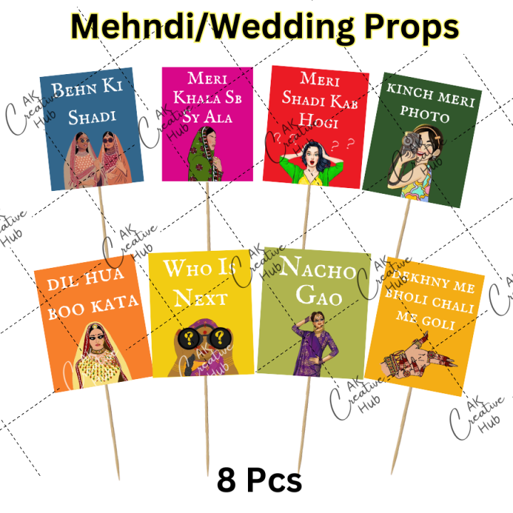 Mehndi/Mayoun/Dholki Props, mehndi props, wedding prop,, Photo Booth ...