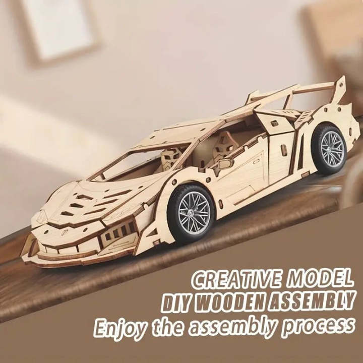 Odeez 3D Wooden Mechanical Lamborghini Pull Back 114 Piece - 805 | Daraz.pk
